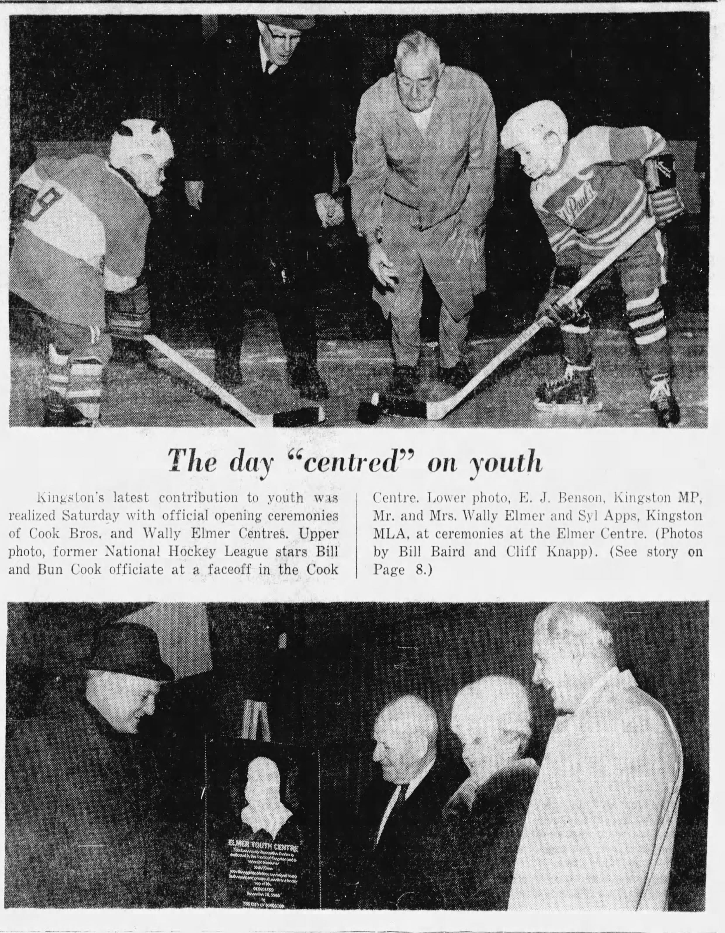 Cook Brothers Arena & Wally Elmer Youth Centre opened in November 1968 ...